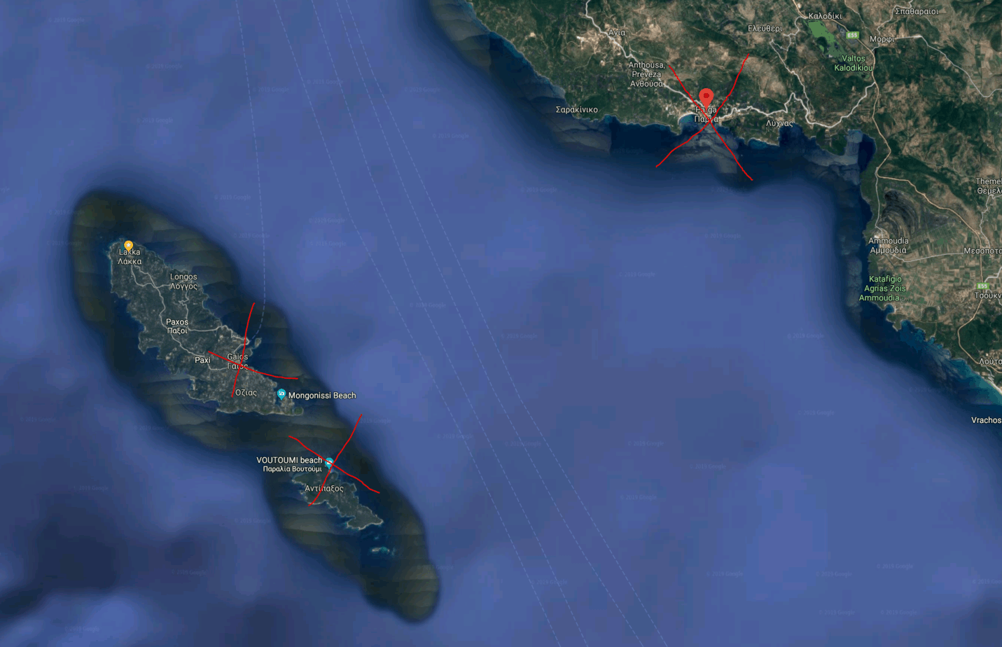 Where are Parga, Paxos and Antipaxos